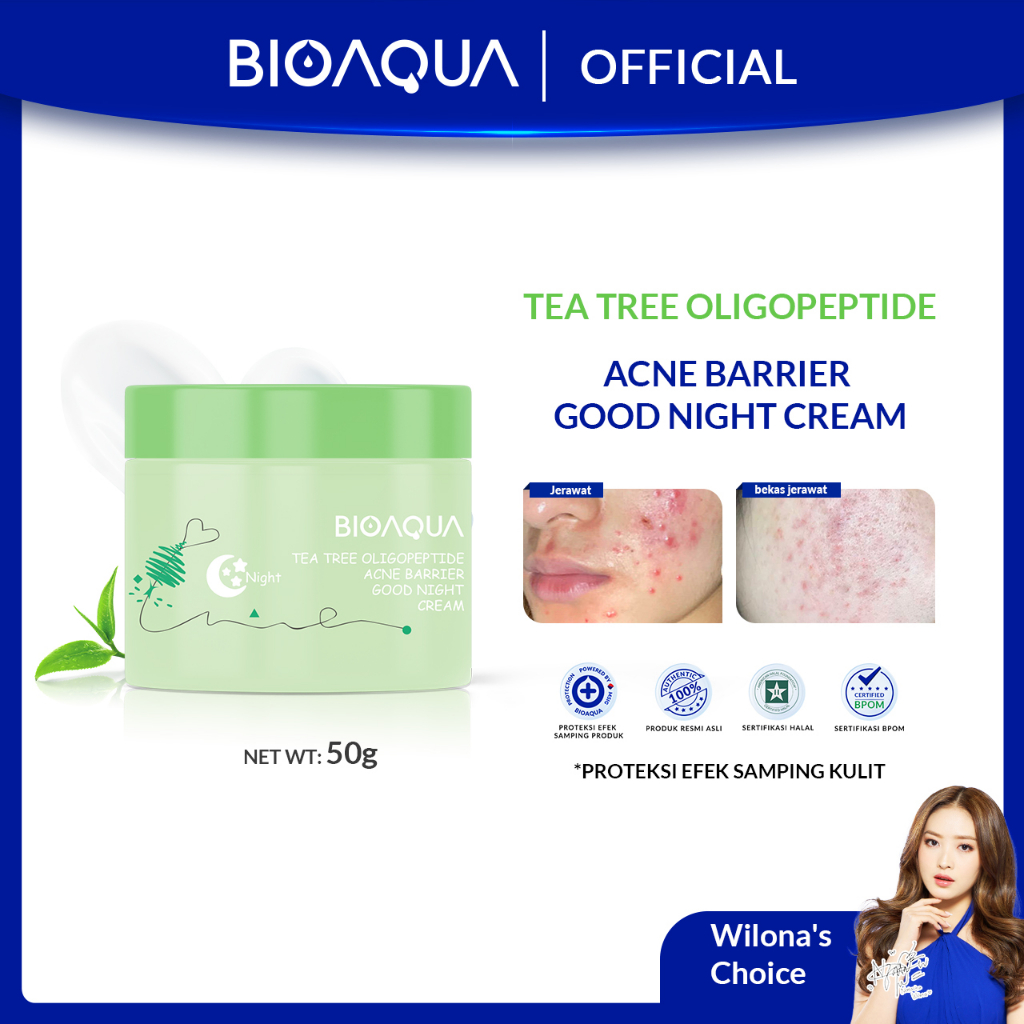 Jual BIOAQUA Tea Tree Oligopeptide Acne Barrier Series Face Moisturizer ...