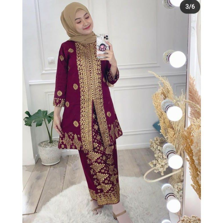 Jual Givanna Couple Batik Songket Palembang Baju Kondangan Setelan ...