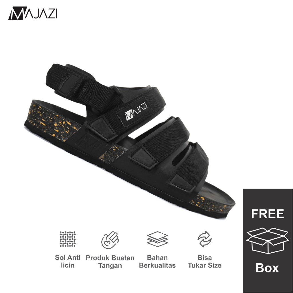Jual Majazi - Sandal Gunung Pria Jazira Full Black | Shopee Indonesia