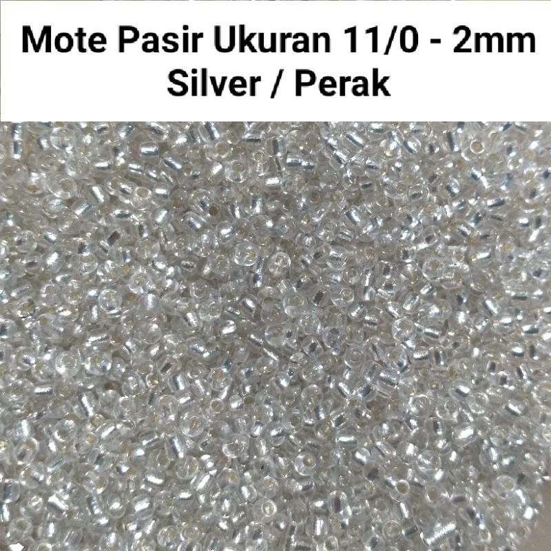 Jual Manik Mote Payet Pasir Ukuran 11/0 - 2MM Perak 10 gram | Shopee ...