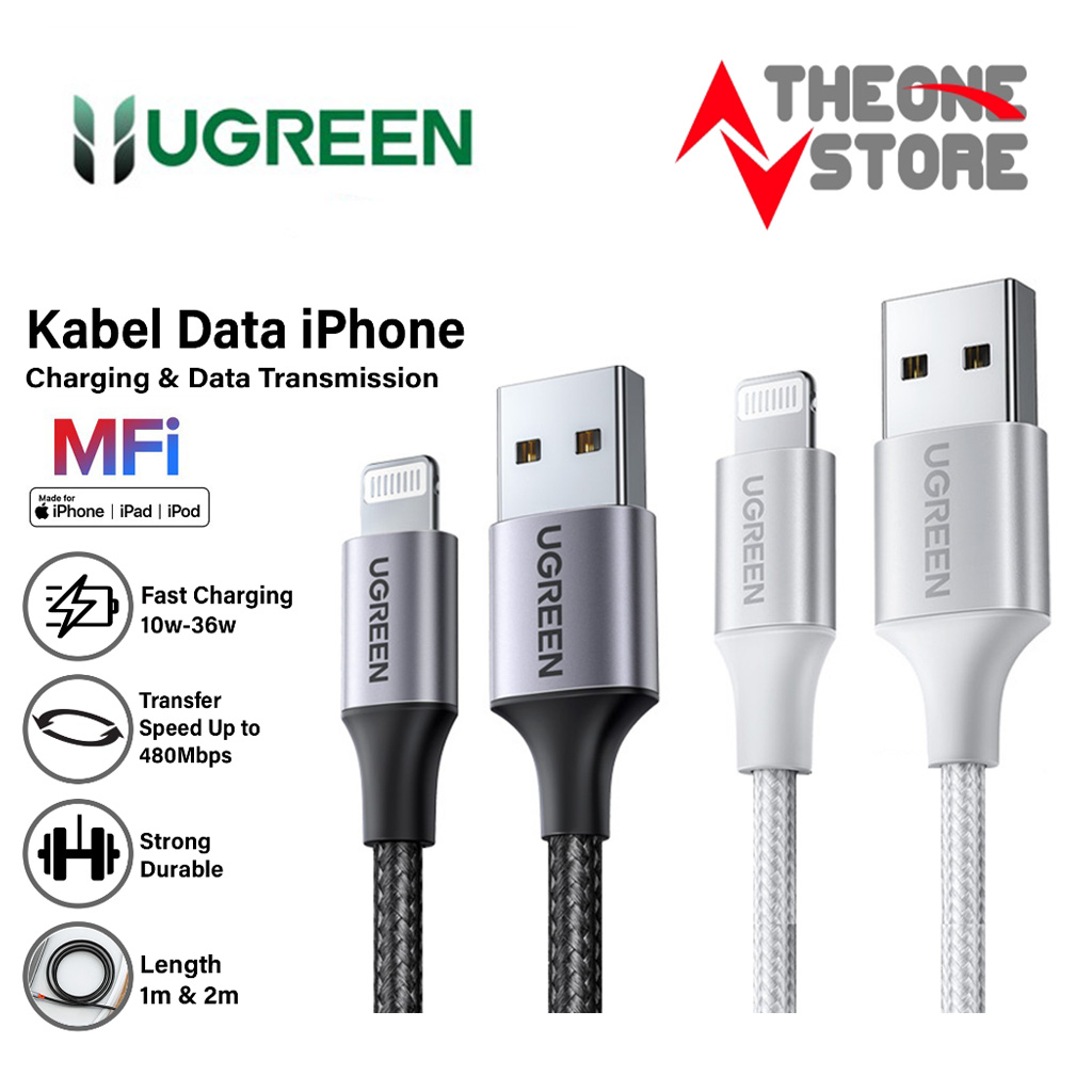 Jual UGREEN MFi Kabel Charger USB to Lightning 18W Iphone 5 6 7 8 X Xr Xs 2.4A | Shopee Indonesia