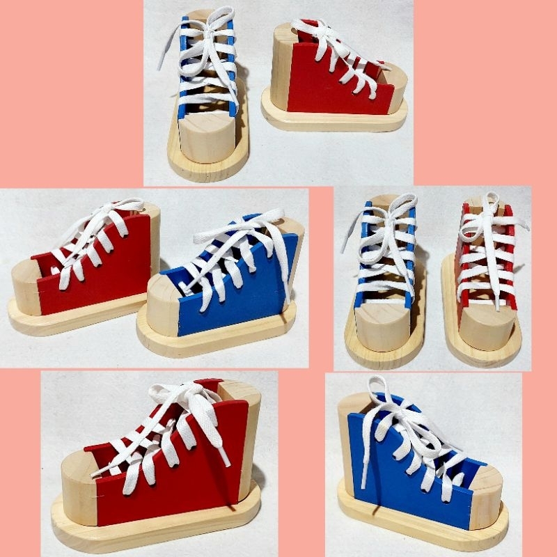 Jual Mainan edukasi kayu edukatif anak MINIATUR SEPATU belajar pasang ...