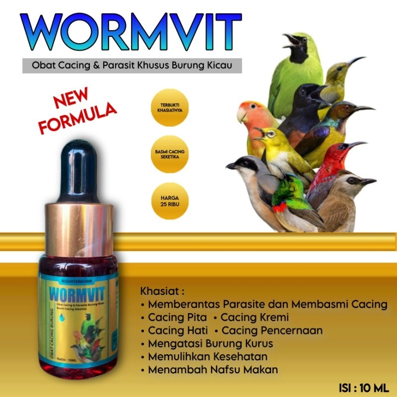 Jual wormvit Obat Cacing & Parasite Burung Kicau Basmi Cacing Seketika ...
