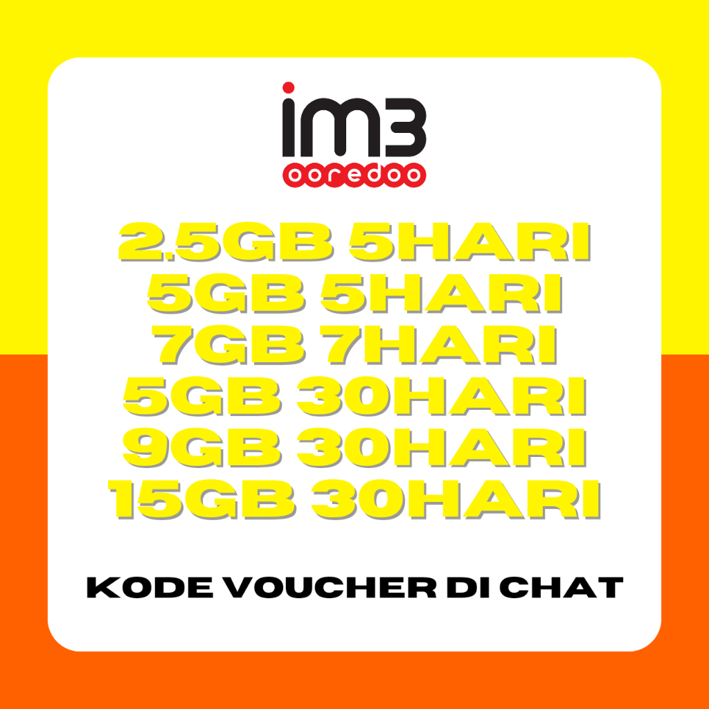 Jual Voucher IM3 5GB 9GB 15GB Khusus Kalimantan Paket data im3 Indosat Ooredoo | Shopee Indonesia