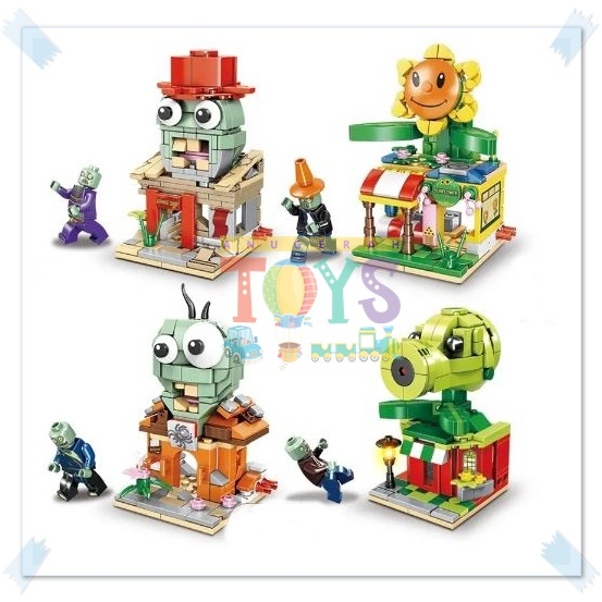 Jual (AS) 4 in 1 Plants Vs Zombies Building Blocks Sets Street View ...