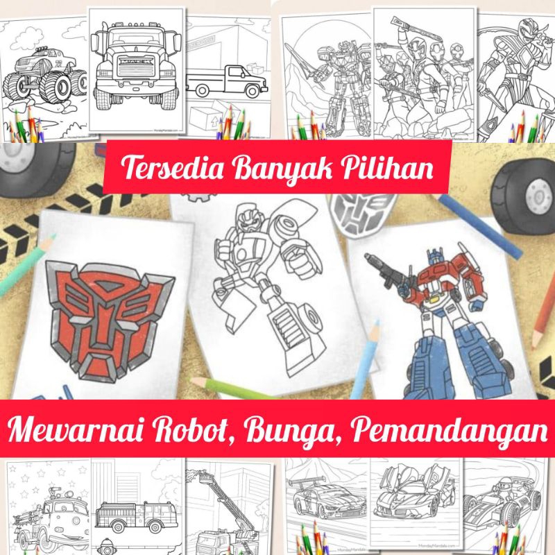 Jual Coloring Book Kertas Mewarnai Gambar Anak Paud TK SD SMP HVS ...