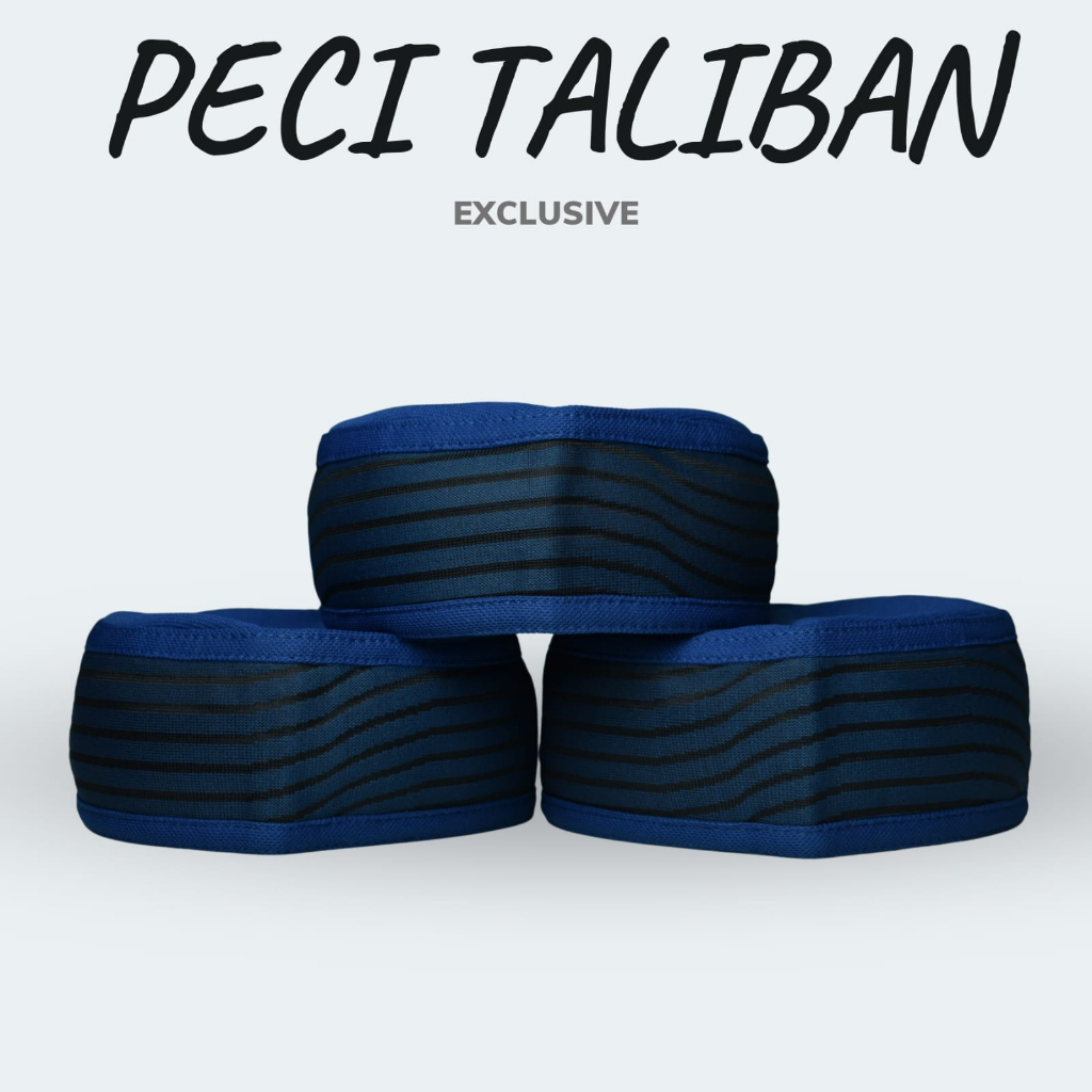 Jual peci kopiah taliban warna biru dongker motif garis horizontal ...