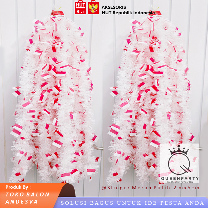 Jual Slinger bendera putih / slinger rumbai karnaval / hiasan HUT RI ...