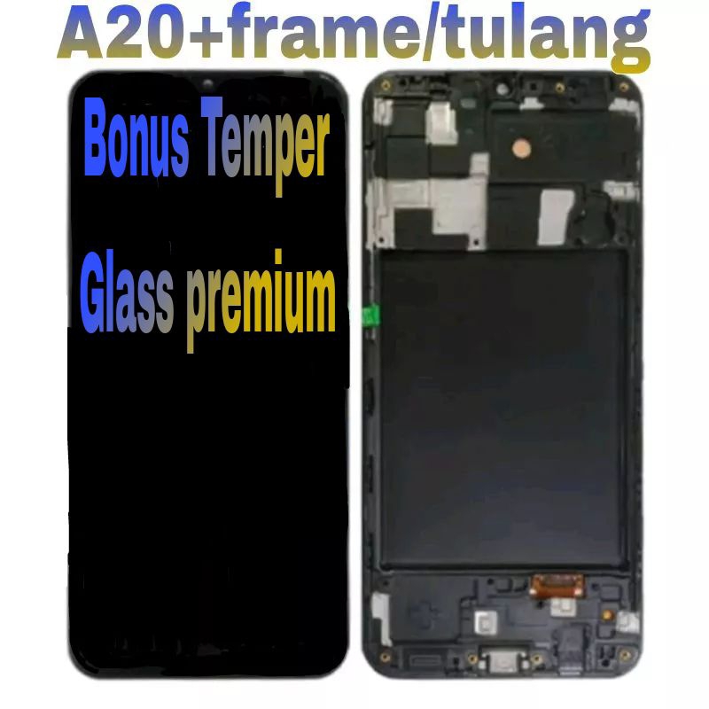 Jual LCD Samsung A20 + Frame/Tulang A205 - A205F ⭐⭐⭐⭐⭐ Black ...