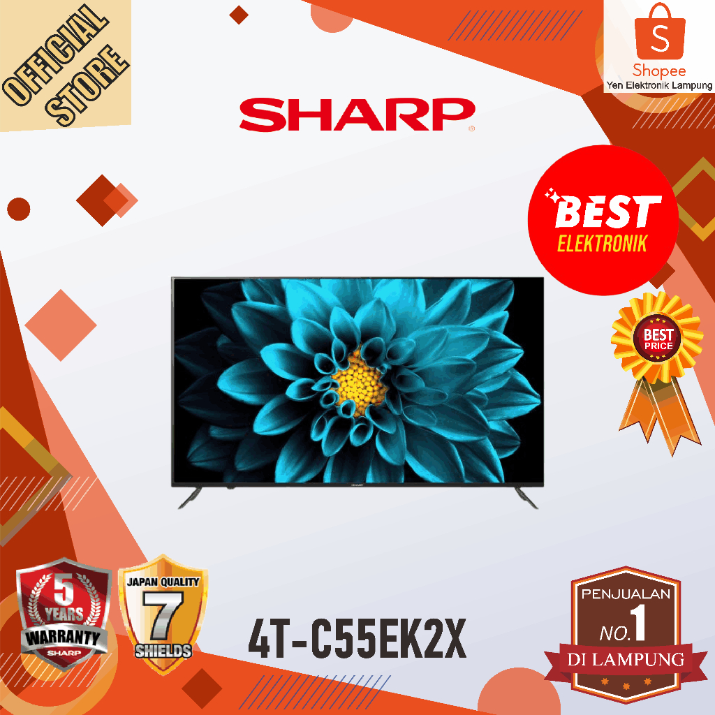 Jual TV SHARP 4T C55EK2X LED TV 55 Inch 4K Ultra HD Frameless Android ...