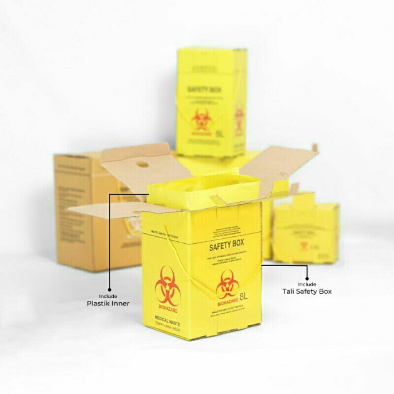 Jual Safety box 8 Liter Paket Lengkap Sampah Medis/Safety/Kardus/ Box ...