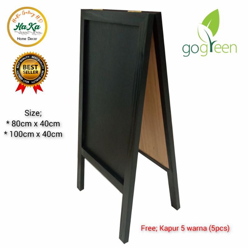 Jual Papan Tulis Kapur Menu Cafe/Black Board 2 muka frame Hitam ...