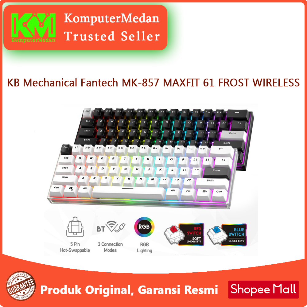 Jual Fantech Keyboard Mechanical MK-857 MAXFIT 61 FROST WIRELESS WHITE ...
