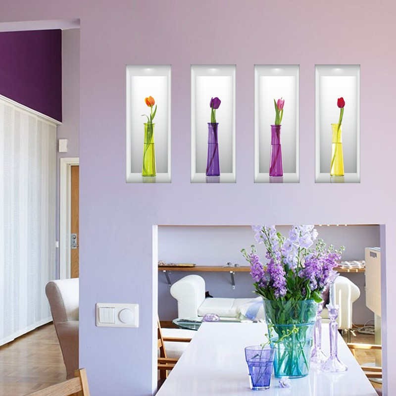Jual Wallstiker Dinding Pot Bunga 3D SK9073WA Wall Sticker Kamar Tidur ...