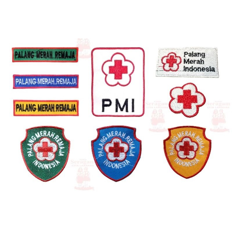 Jual 1 Set Atribut Badge Logo PMI PMR Bordir Bed Bet Patch Mula Madya ...