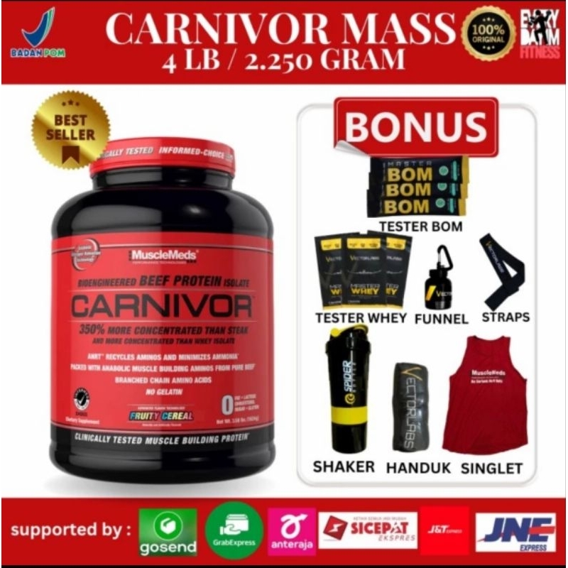 Jual MUSCLEMEDS CARNIVOR WHEY BEEF PROTEIN ISOLATE 4 LB LBS | Shopee ...