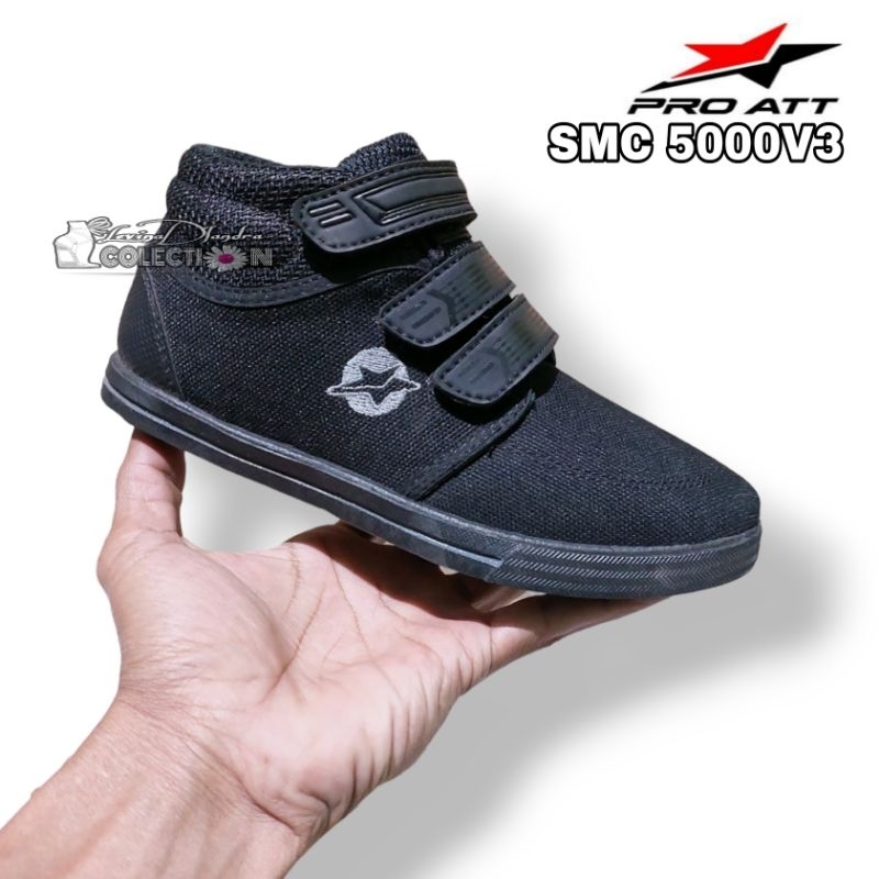Jual SEPATU PRO ATT SEPATU SEKOLAH FULL HITAM TALI VELCRO/KRETEK(31-38) | Shopee Indonesia