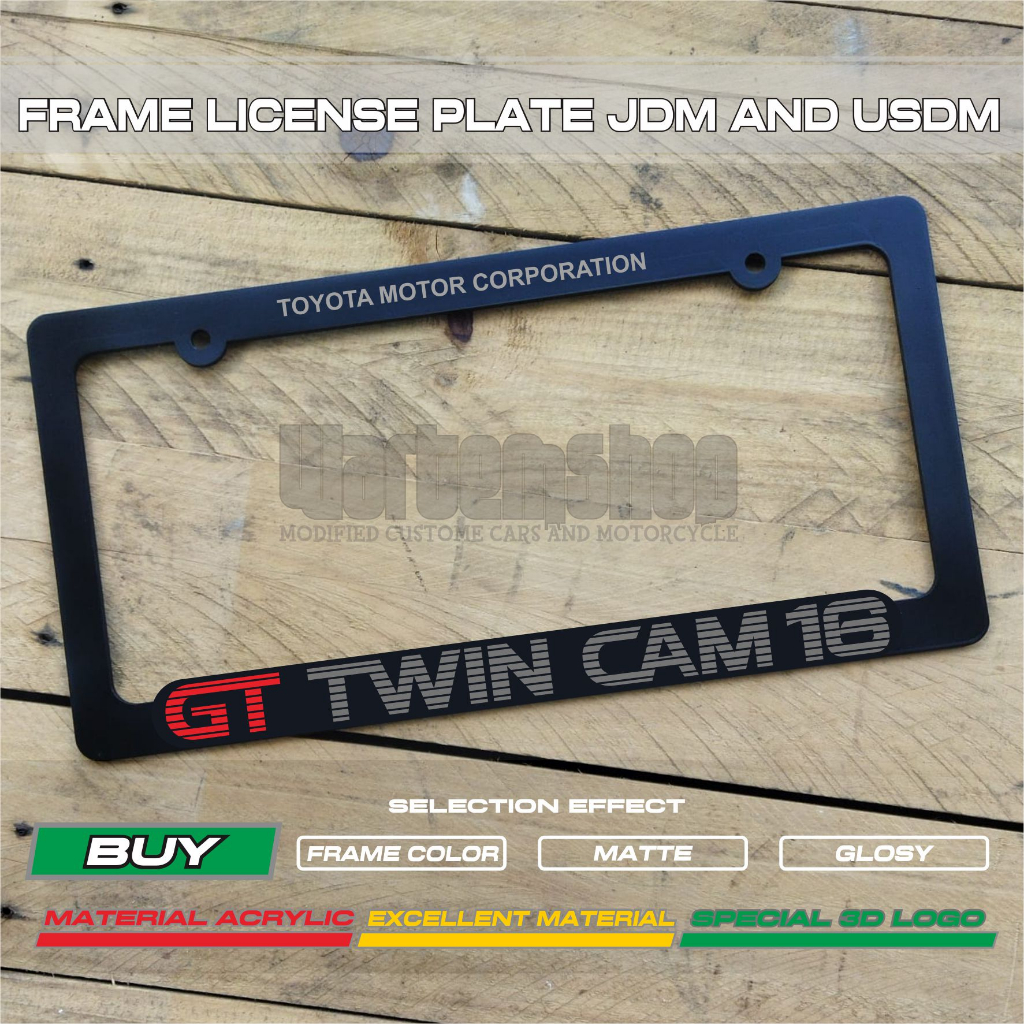 Custom Text Aftermarket Plate Frame JDM Style Black License Plate Frame ...