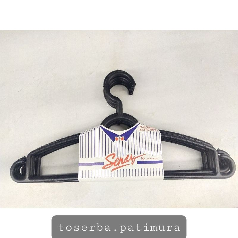 Jual (harga 6 pcs) Gantungan baju Hanger plastik Sendy Besar Hitam ...