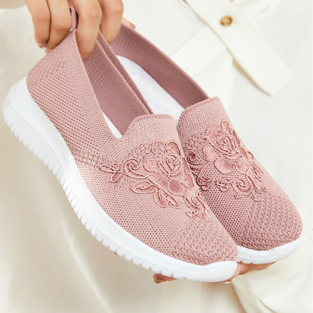 Jual sepatu wanita sneakers rajut import flat shoes slip on sol karet ...