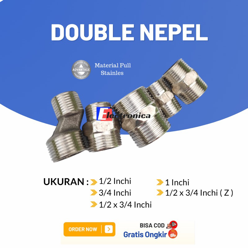 Jual DOUBLE NEPEL / DOUBLE NIPPEL STAINLESS BERBAGAI UKURAN | Shopee ...