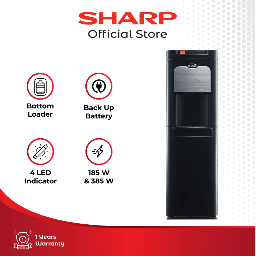 Jual SHARP SWD-80EHL-BK Water Dispenser Battery Back Up Bottom Loading ...