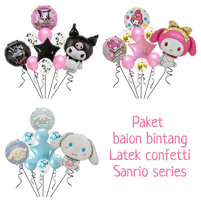 Jual PAKET BALON BINTANG LATEK CONFETTI SANRIO KUROMI MELODY | Shopee ...