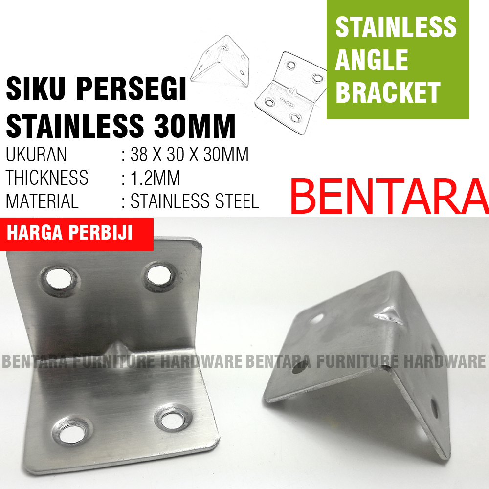 Jual SP-SS 38MM SIKU PERSEGI STAINLESS STEEL L BRAKET SIKU 38 x 30 x ...