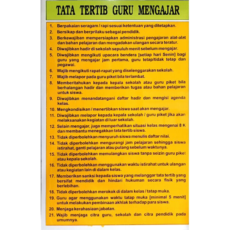 Jual papan data tata tertib guru mengajar | Shopee Indonesia