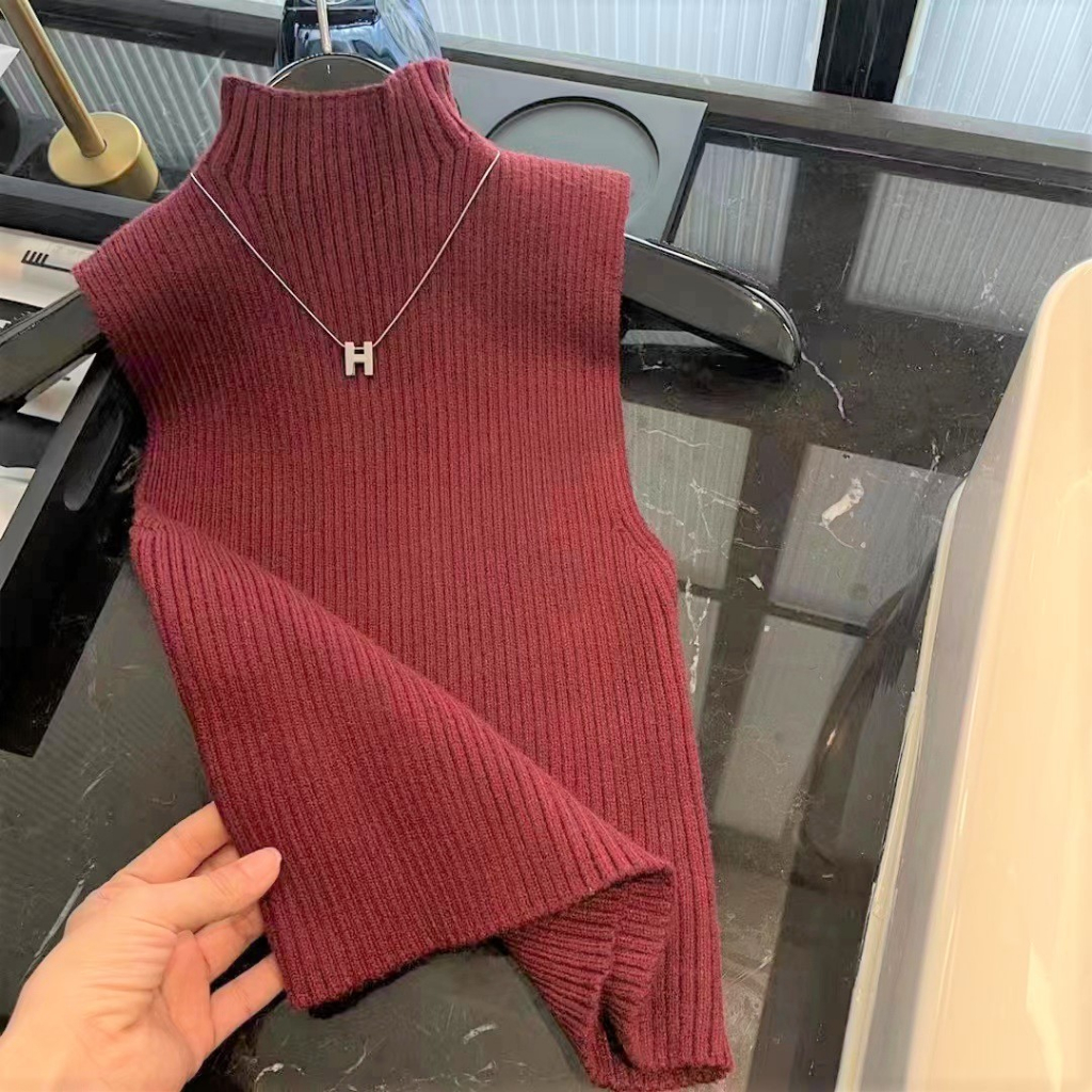 Jual AJW Inner Rajut Turtleneck Tanpa Lengan Premium Import Bahan Halus ...