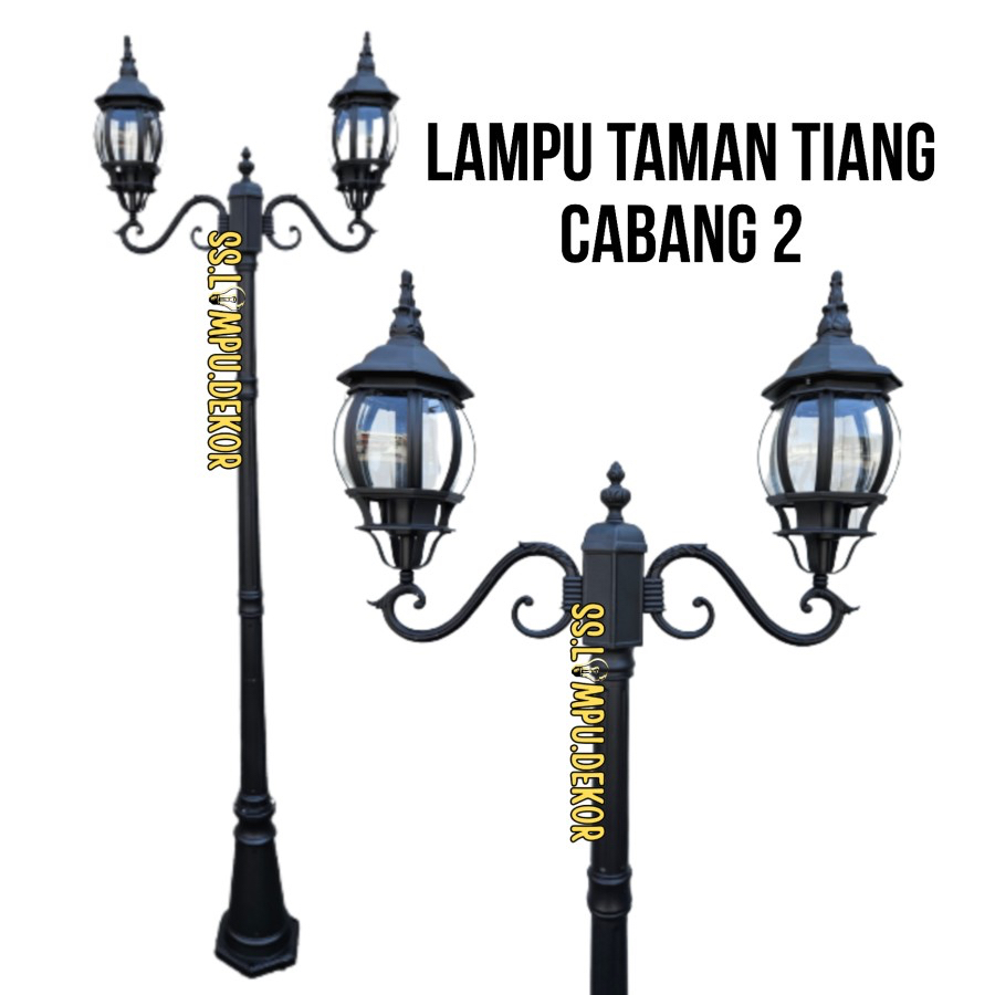 Jual Lampu hias tiang taman cabang 2 Outdoor Minimalis Klasik 2.5 meter ...