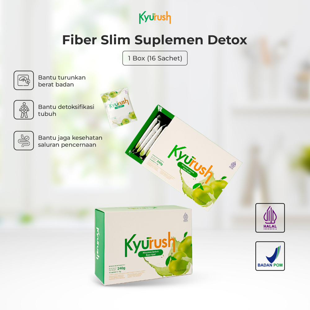 Jual Kyurush Minuman Diet Serat Fiber Slim Suplemen Detox Pelangsing Penurun Berat Badan 1 Box ...