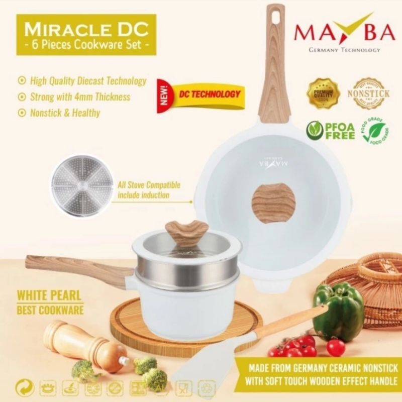 Jual PANCI SET MAYBA 6PC MIRACLE DC ( Wok Sauce pan steamer SPATULA ...