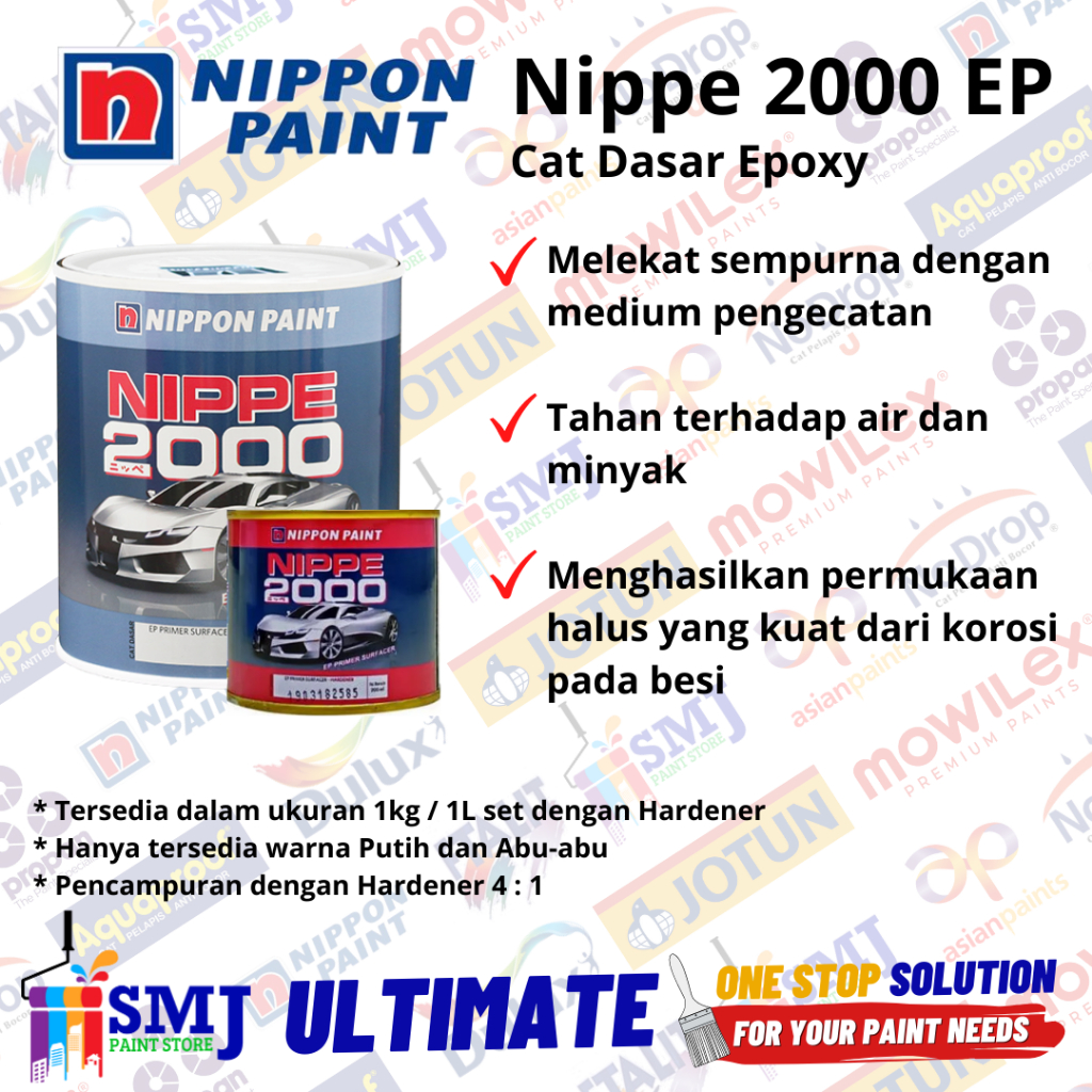 Jual Cat Dasar NIPPON PAINT Epoxy Surfacer Primer Duco NIPPE 2000 EP Warna Abu 1kg / 1L | Shopee ...