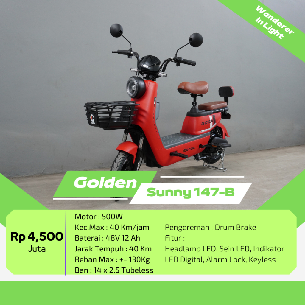 Jual (Promo Awal Bulan) Sepeda Listrik GODA 147-B Golden Sunny | Shopee ...