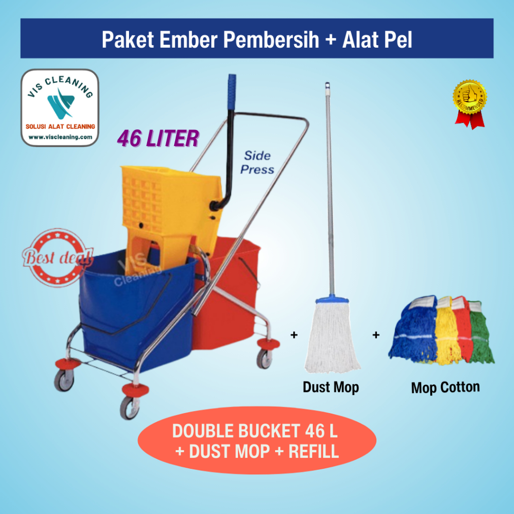 Jual Paket Double Bucket 46 L + Dust Mop Lengkap + Kain Refill | Shopee ...