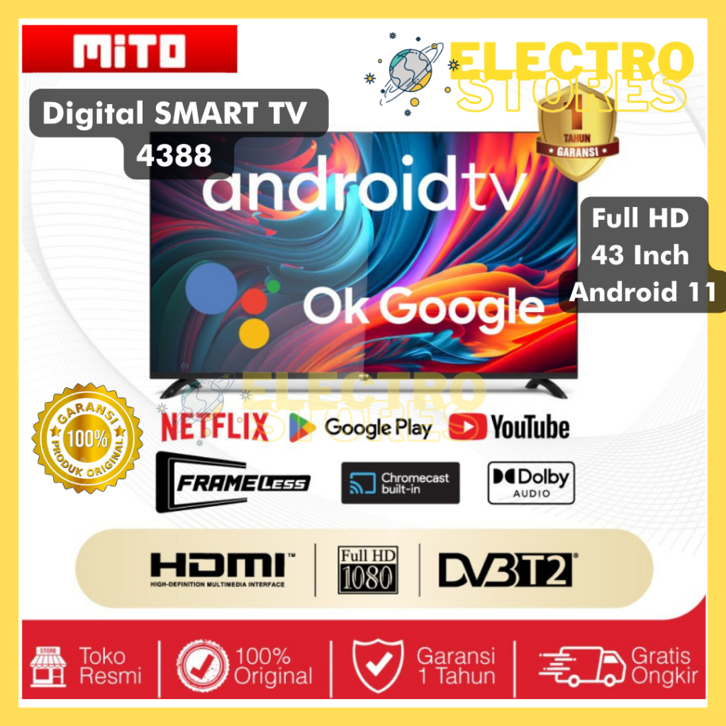 Jual FREE PACKING KAYU(khusus kargo) MITO Digital SMART TV 4388 Android ...