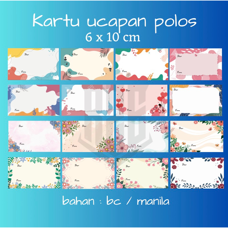 Jual kartu ucapan polos | greeting card ukuran 6x10 cm | thank you card ...