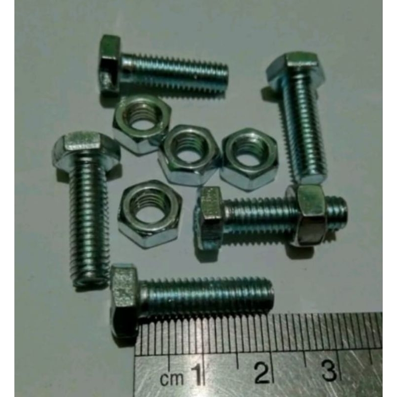 Jual BAUT + MUR PUTIH BMP M6 X 20 MM GALVANIS ( KUNCI 10 ) | Shopee Indonesia