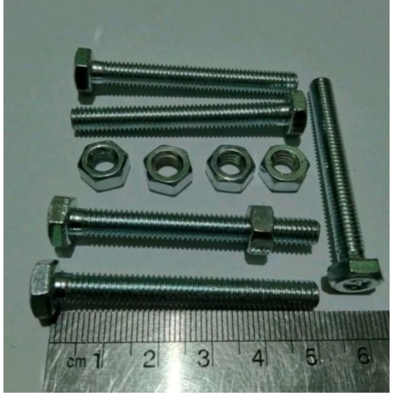 Jual BAUT + MUR PUTIH BMP M6 X 60 MM GALVANIS ( KUNCI 10 ) | Shopee Indonesia