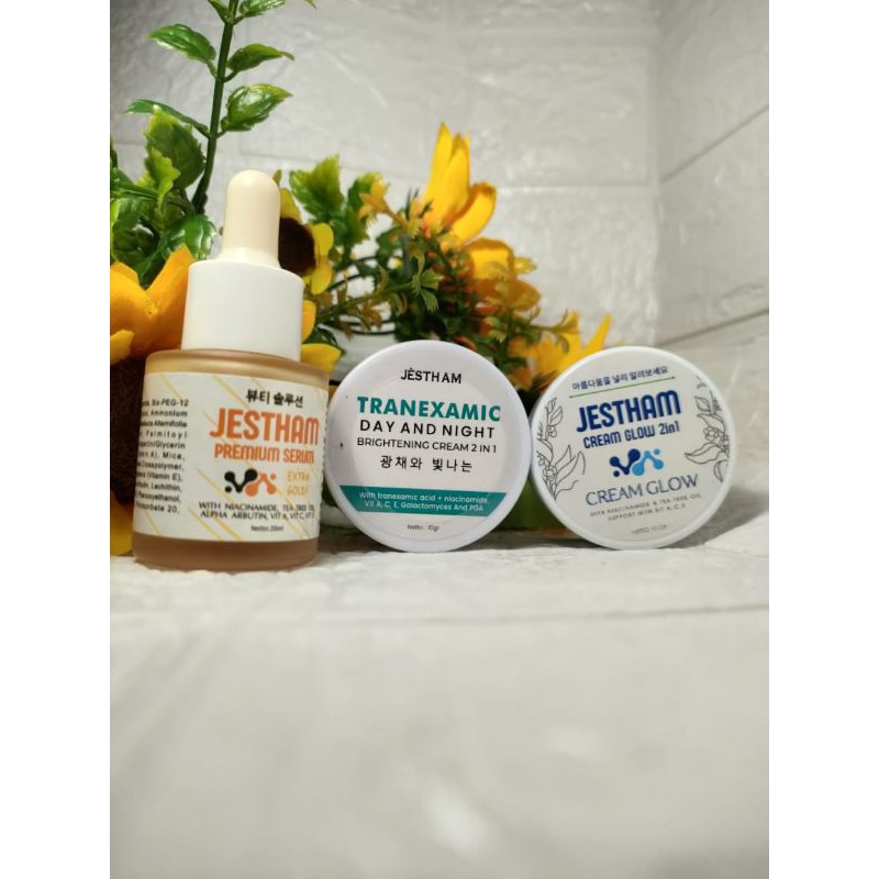Jual 3 IN 1 PAKET JESTHAM cream glow,dan serum premium EXTRA GOLD ...