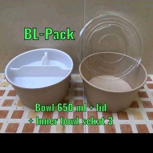 Jual paper bowl 650 ml natural Kraft dengan inner bowl dan tutup ...