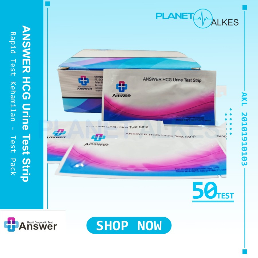 Jual Answer HCG Test Strip / Test Pack Kehamilan isi 50 Strip / Test ...
