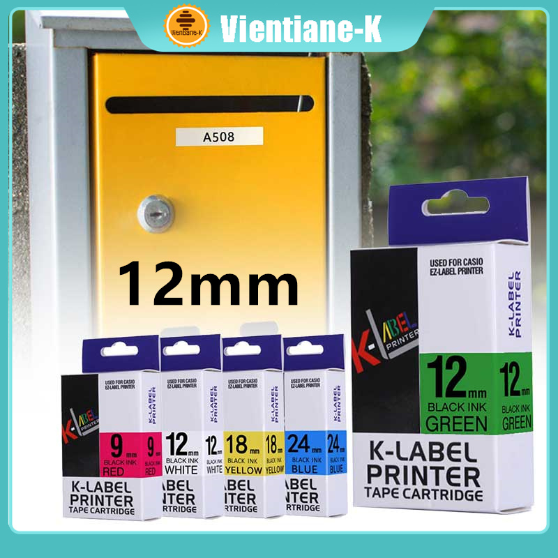 Jual 12mm EZ Label Tape Casio Cartridge Label Printer Compatible XR12WE ...