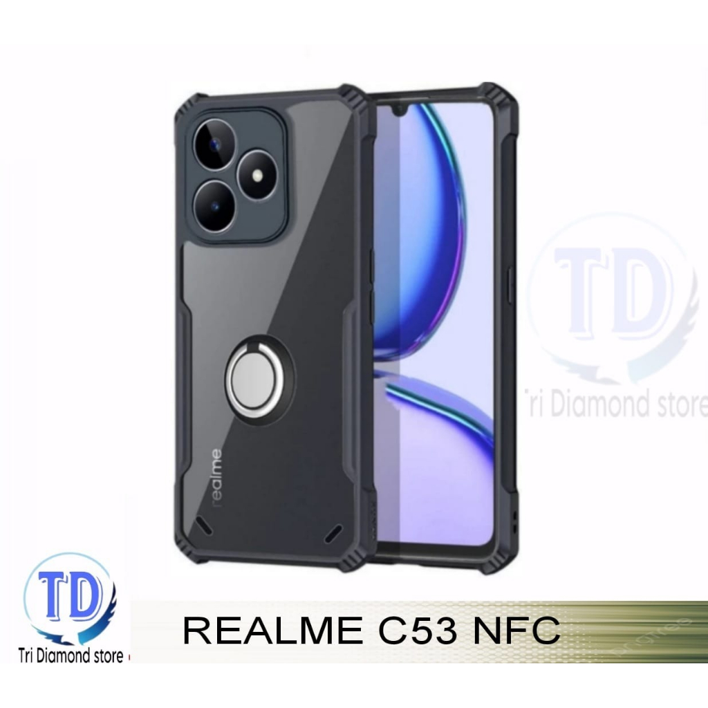Jual Case Realme C53 NFC Casing Shockproof Transparent Free Holder Ring ...