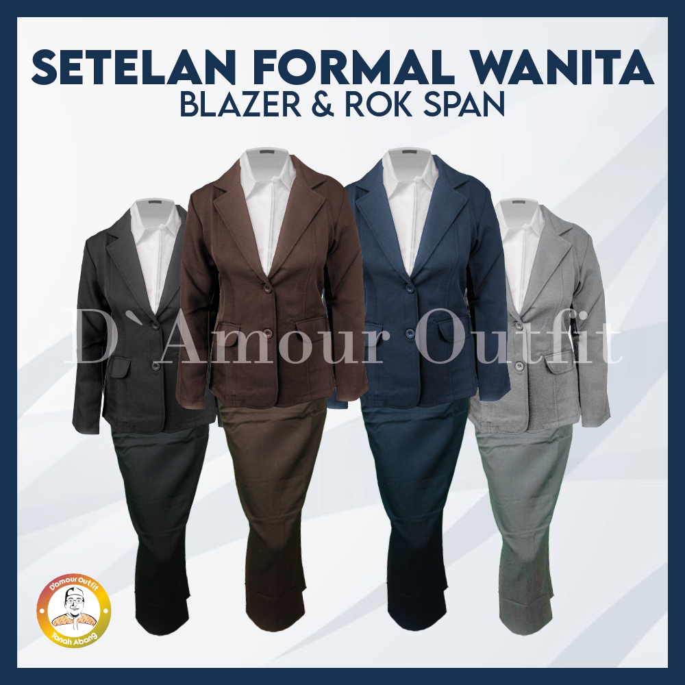 Jual One Set Setelan Jas Blazer Rok Span Belah Panjang Wanita Stelan ...