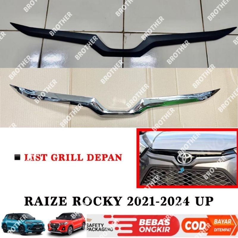 Jual List Grill Depan Bumper Raize Rocky 2021 2023 2024 Hitam - Chrome ...