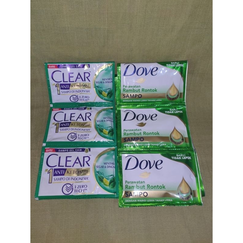 Jual SAMPO CLEAR DOVE SACHET 1 RENCENG | Shopee Indonesia