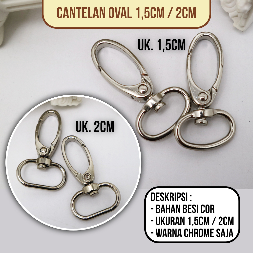 Jual Cantelan Kait Oval Besi Chrome ukuran 1,5cm 2cm | Shopee Indonesia
