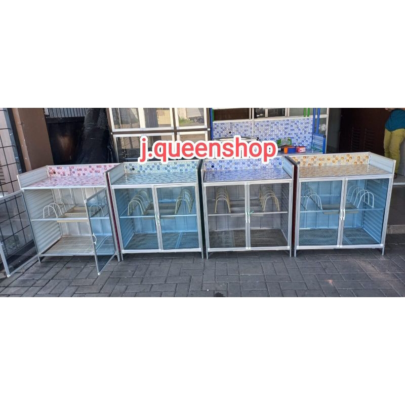 Jual Meja kompor kaca riben samping plat 2 dan 3 pintu | Shopee Indonesia